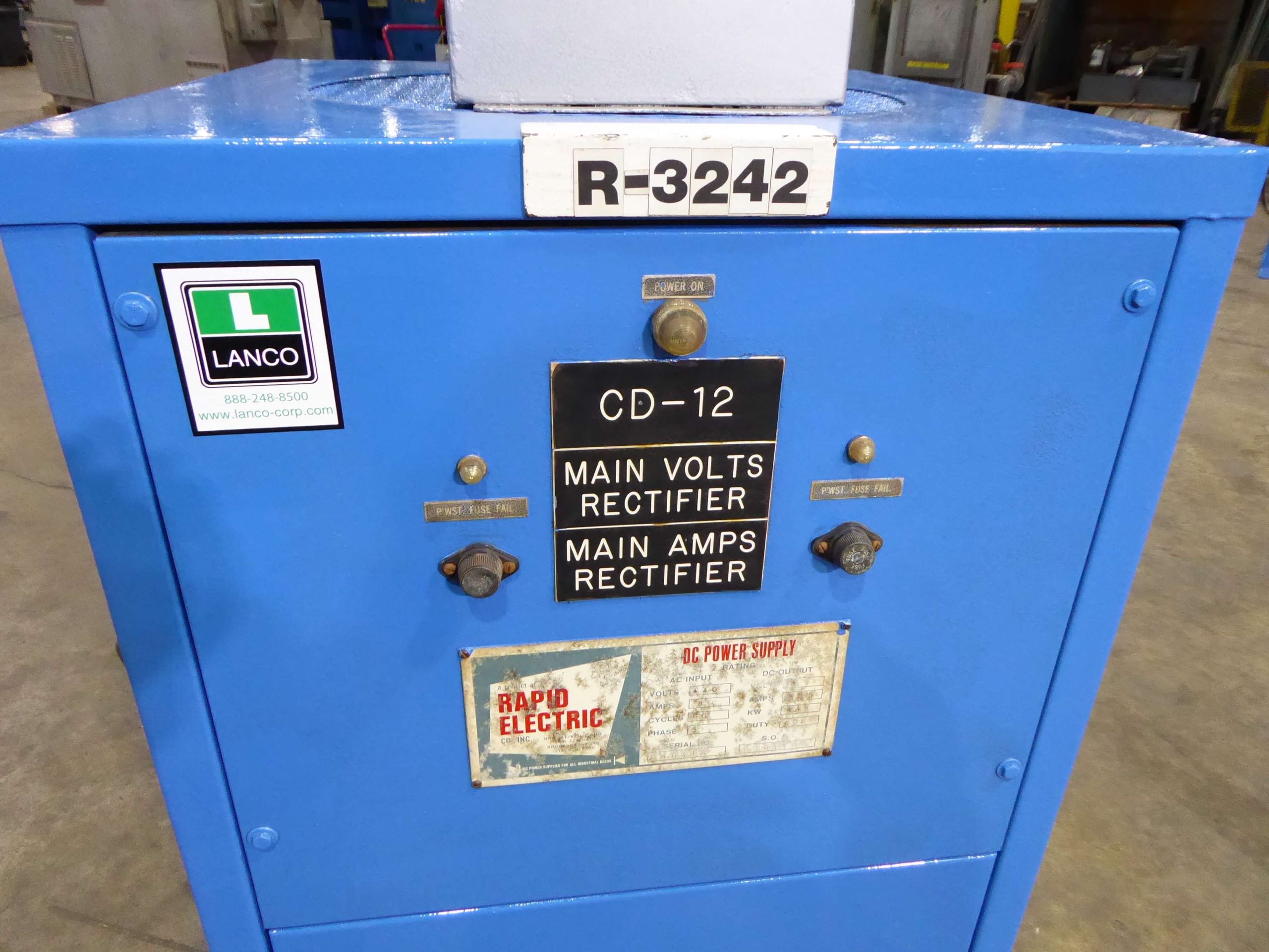 500 Amp Rapid 9 Volt Rectifier R3242 - Lanco Corporation | Used ...