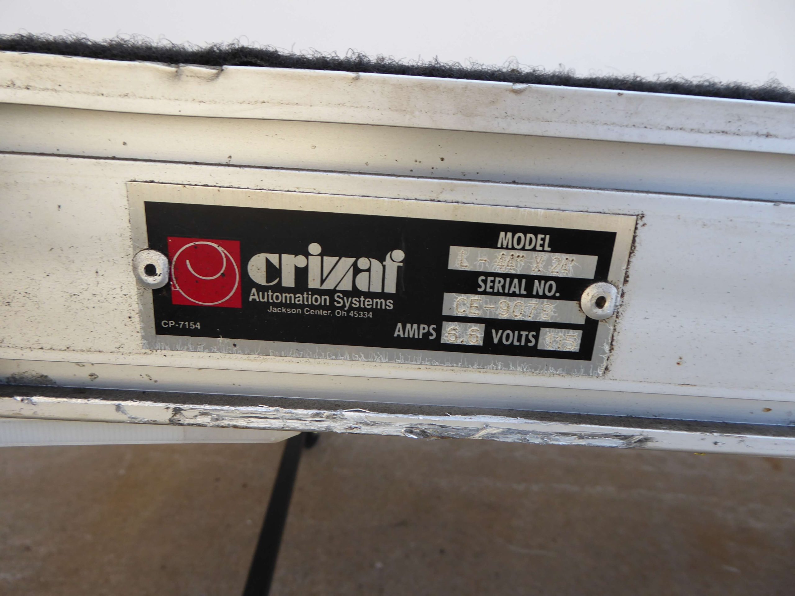 Crizaf Model L-44"x24' Power Belt Conveyor MH2332C - Lanco Corporation | Used Industrial Equipment