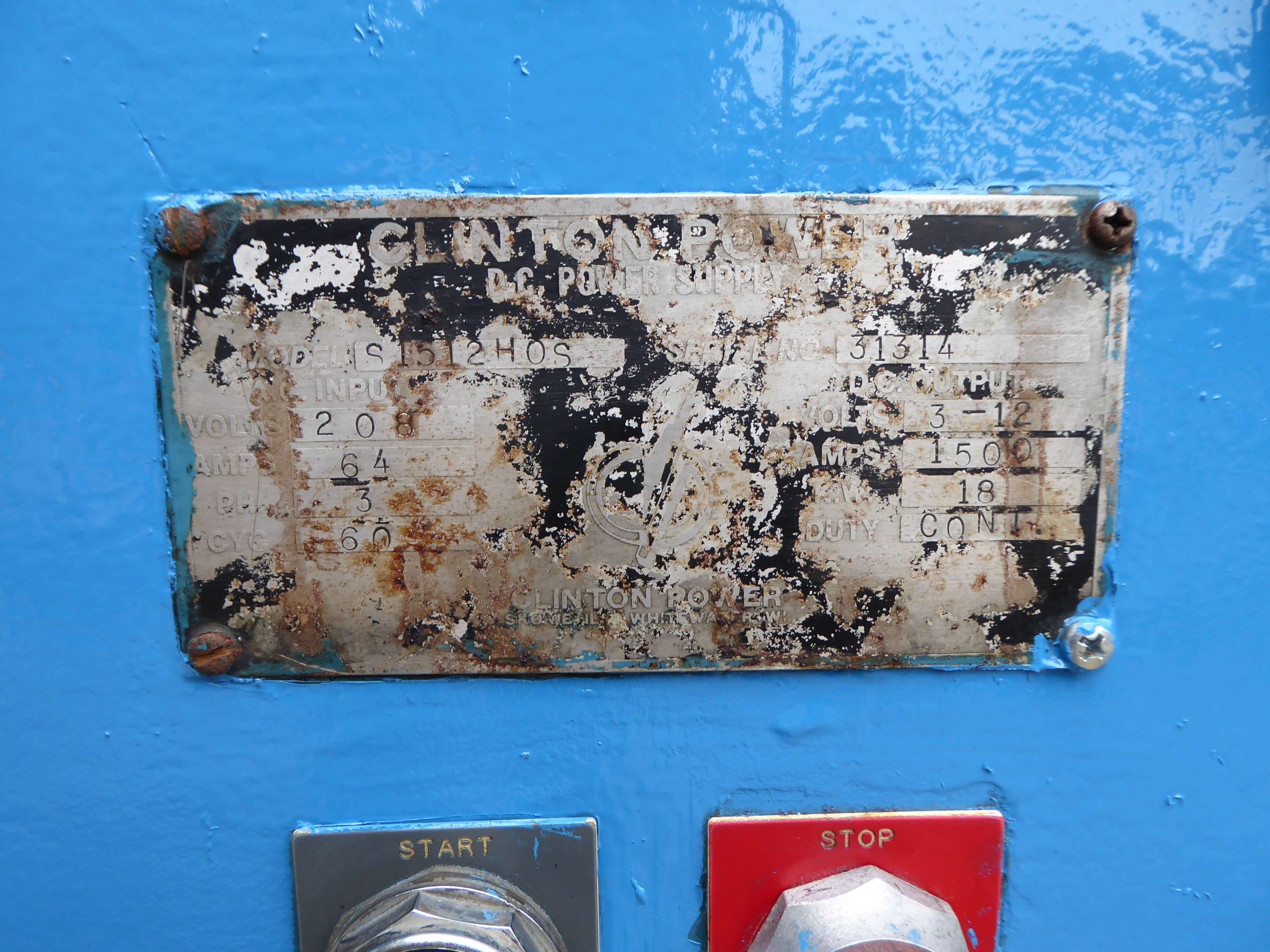 1500 Amp Clinton 3-12 Volt Rectifier R3149 - Lanco Corporation | Used ...