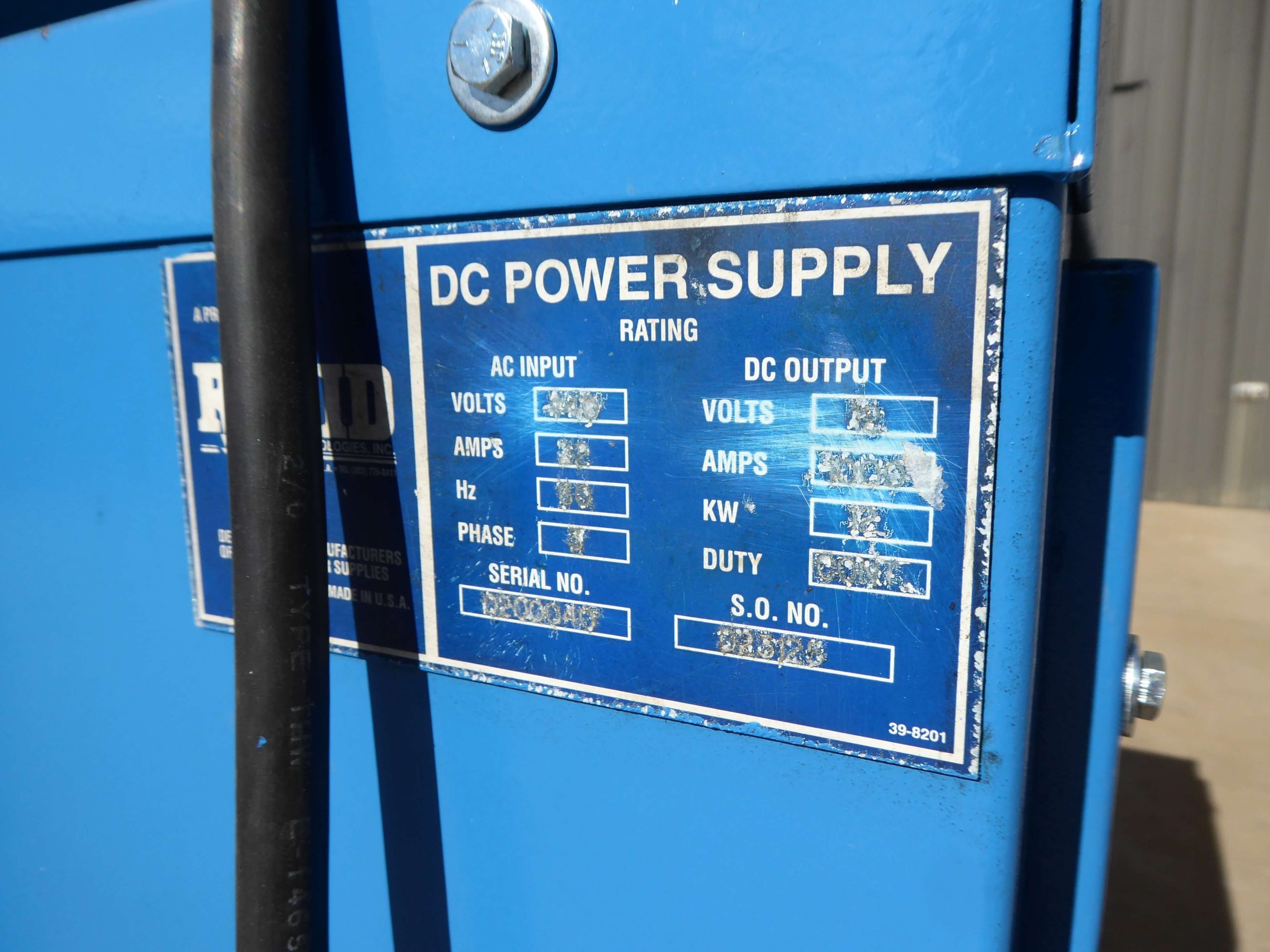 1000 Amp Rapid 12 Volt Rectifier R3254 - Lanco Corporation | Used ...