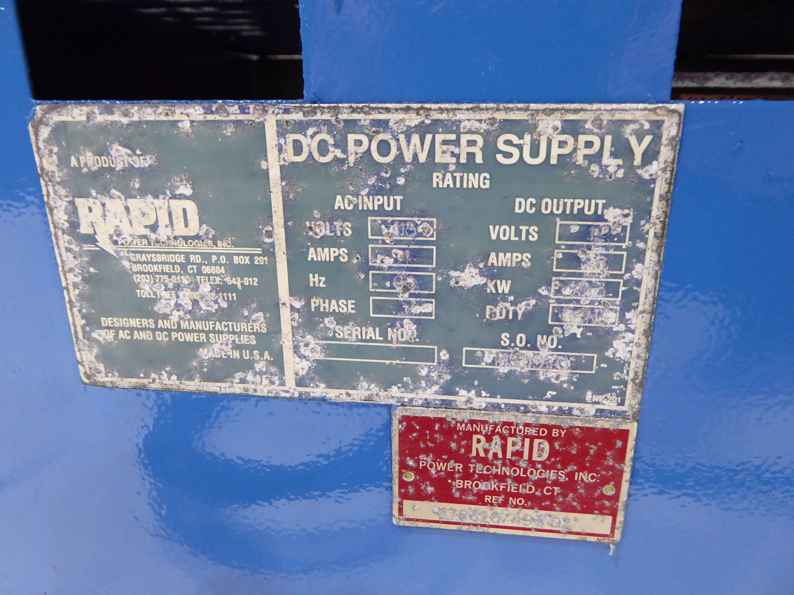 25 Amp Rapid 12 Volt Rectifier R3255 - Lanco Corporation | Used ...