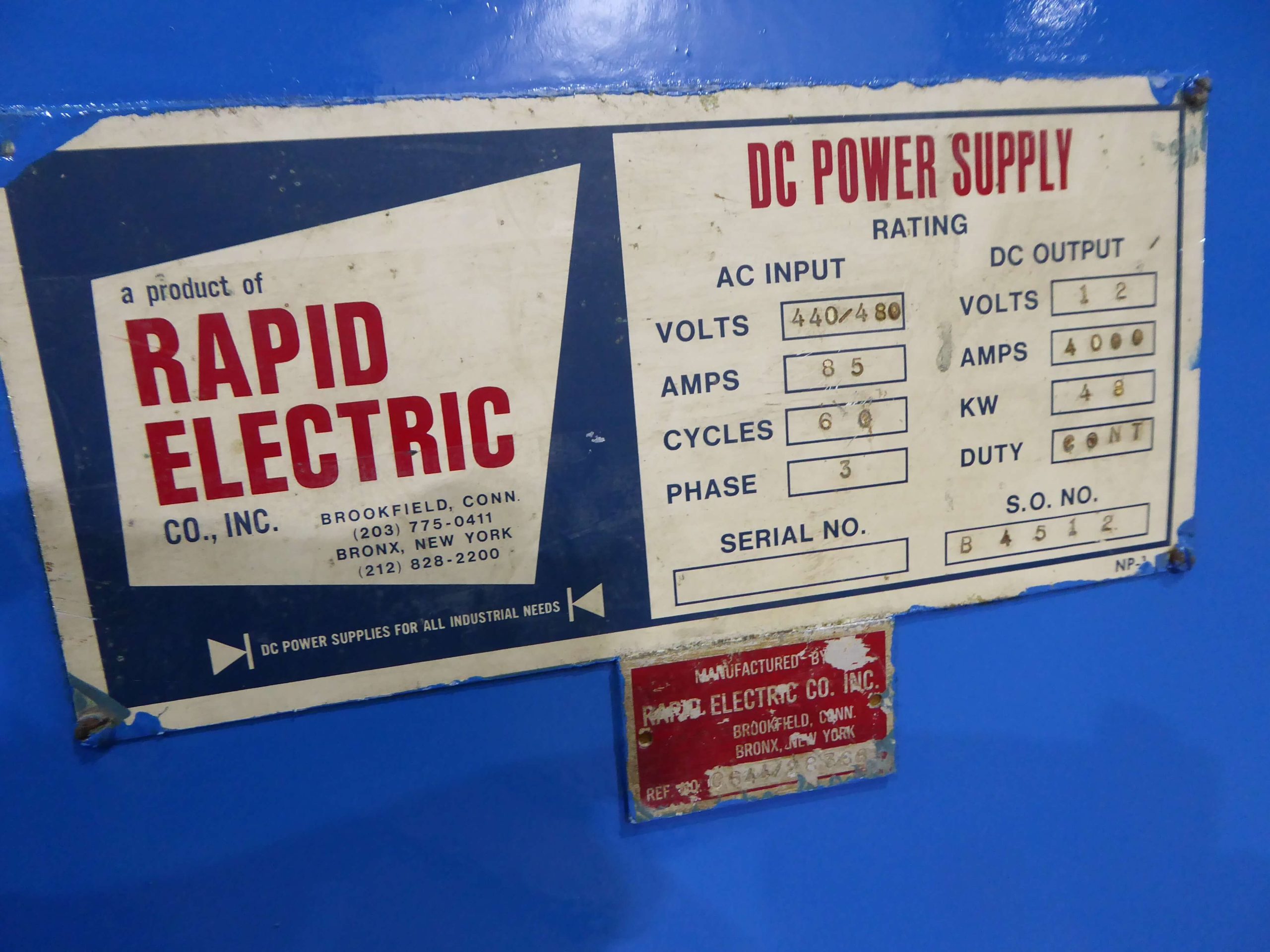 4000 Amp Rapid 12 Volt Rectifier R3265 - Lanco Corporation | Used ...