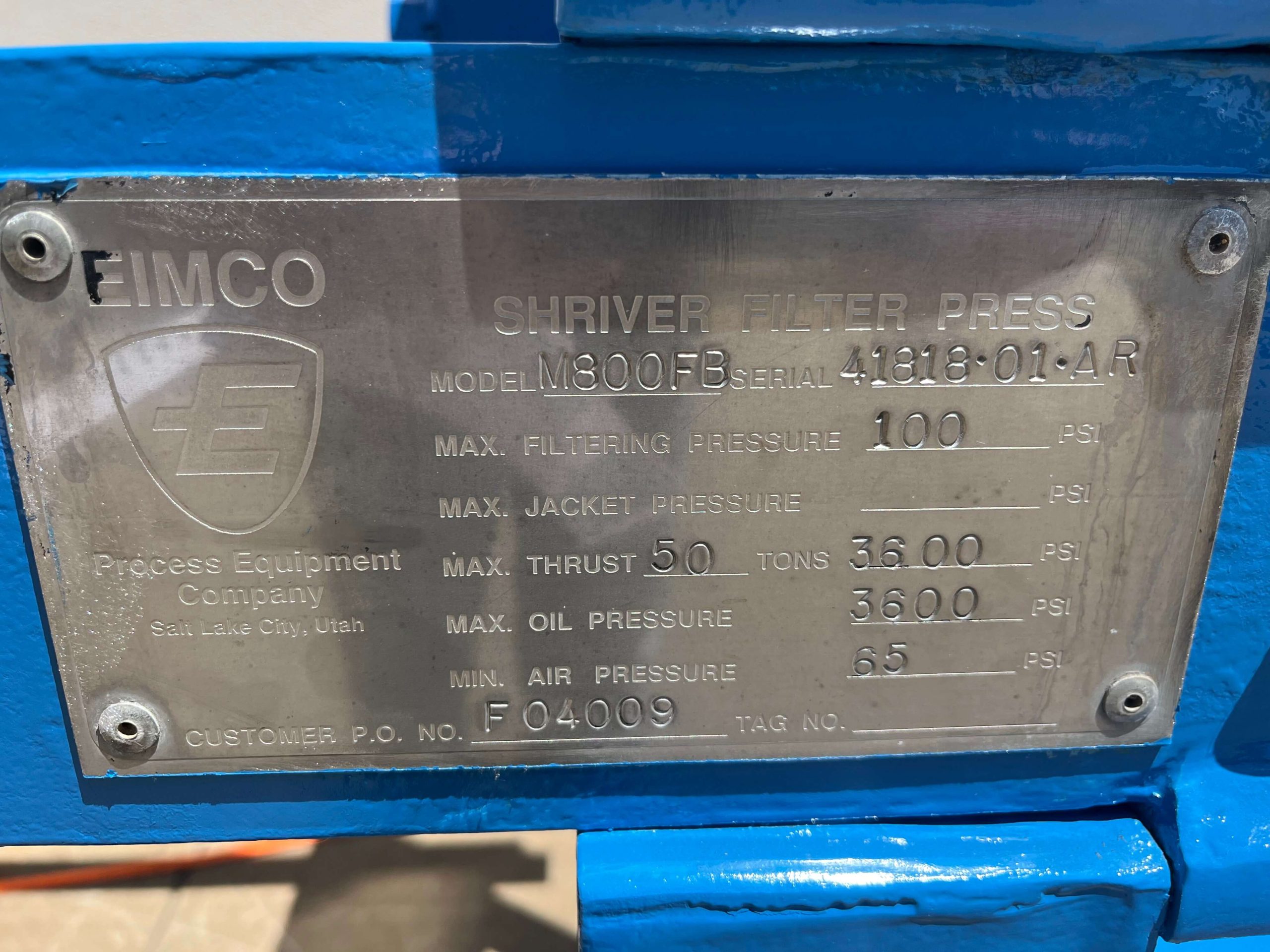 Shiver 5 Cu' Air/Hydraulic Filter Press FP2544 - Lanco Corporation ...