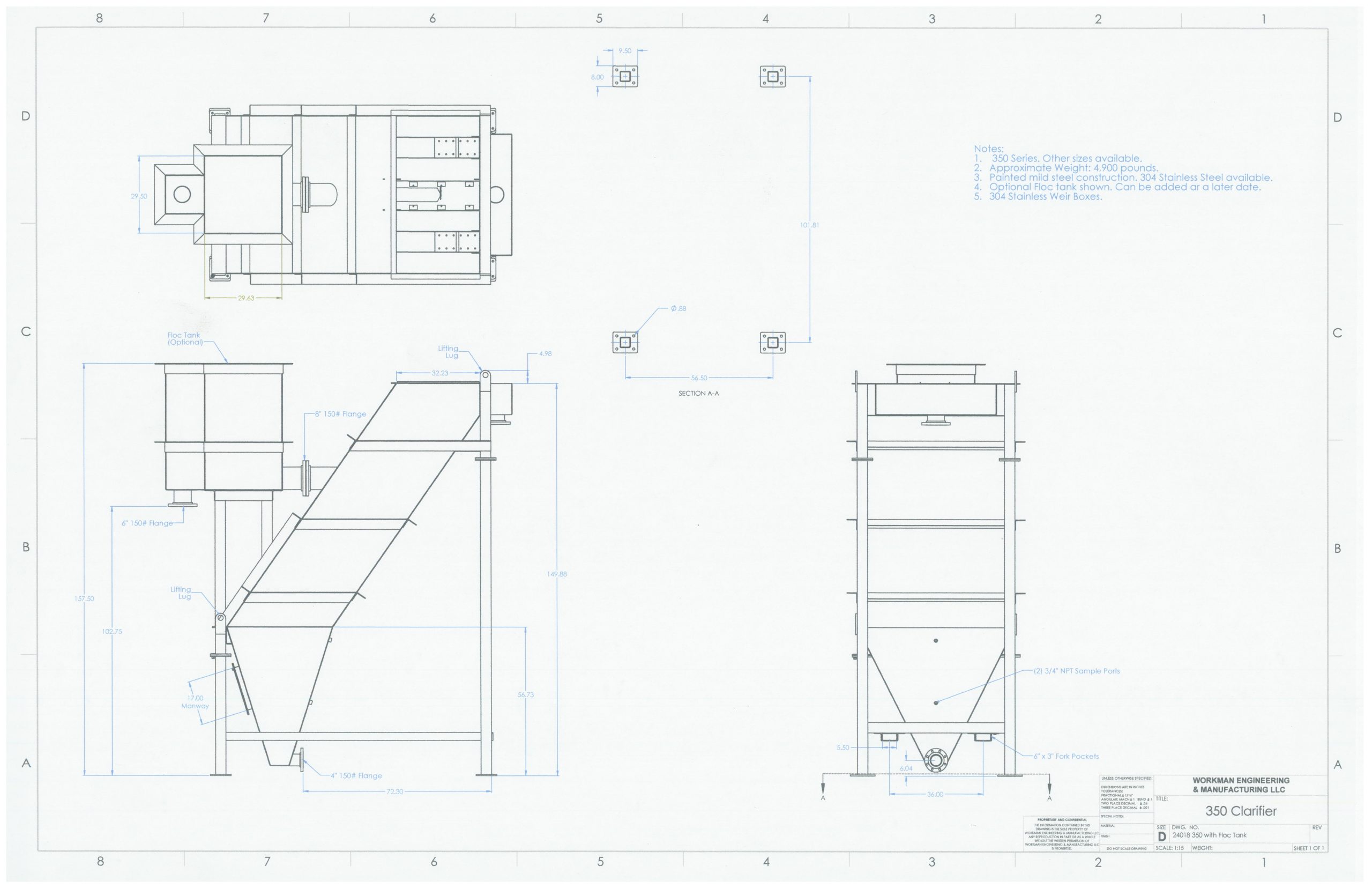 NEW Lamella 150 GPM Slant Plate Clarifier CL2144