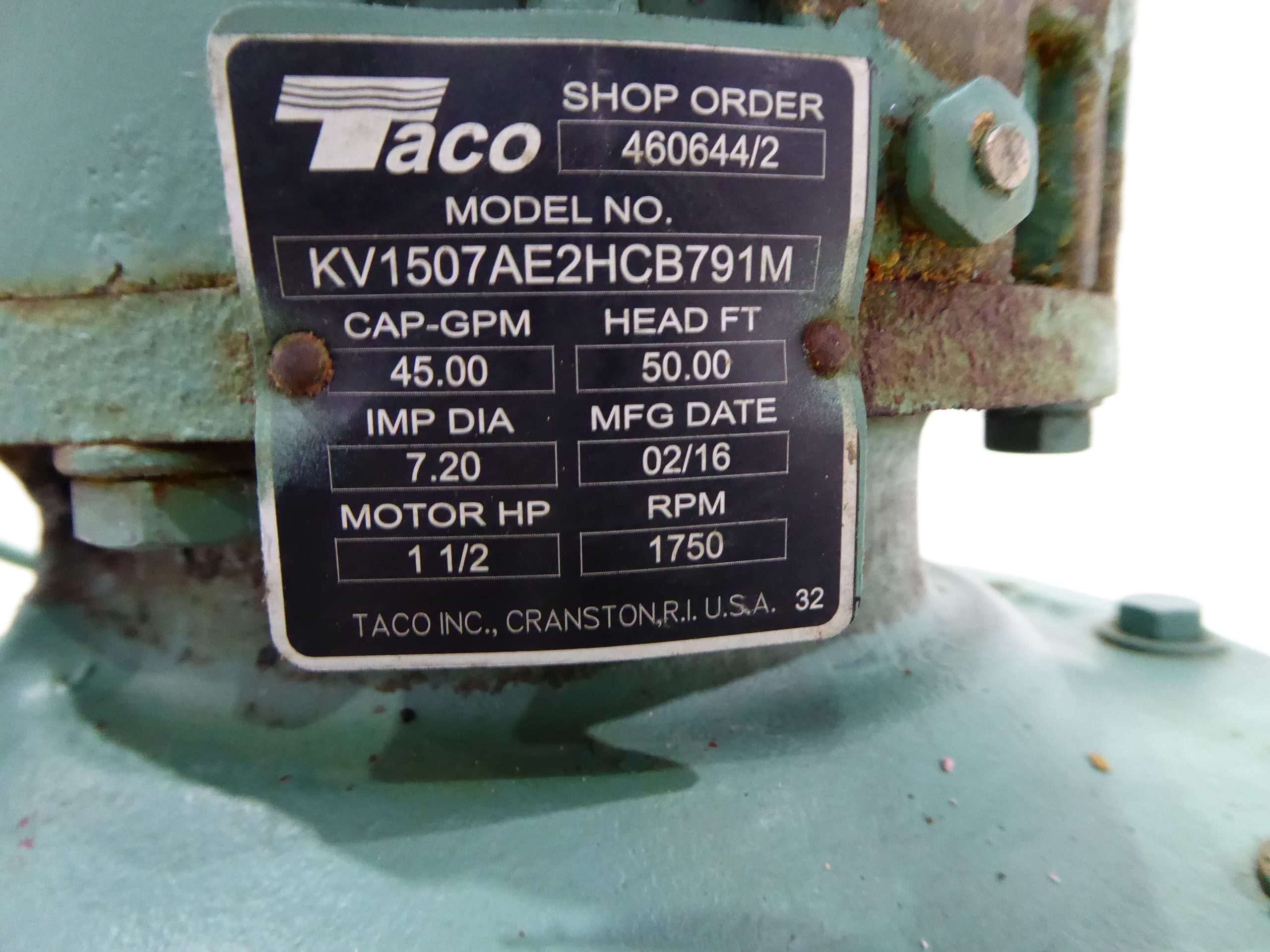 Taco 1.50 HP 1.50" Inlet 1.50" Outlet Inline Circulator Pump CP2295