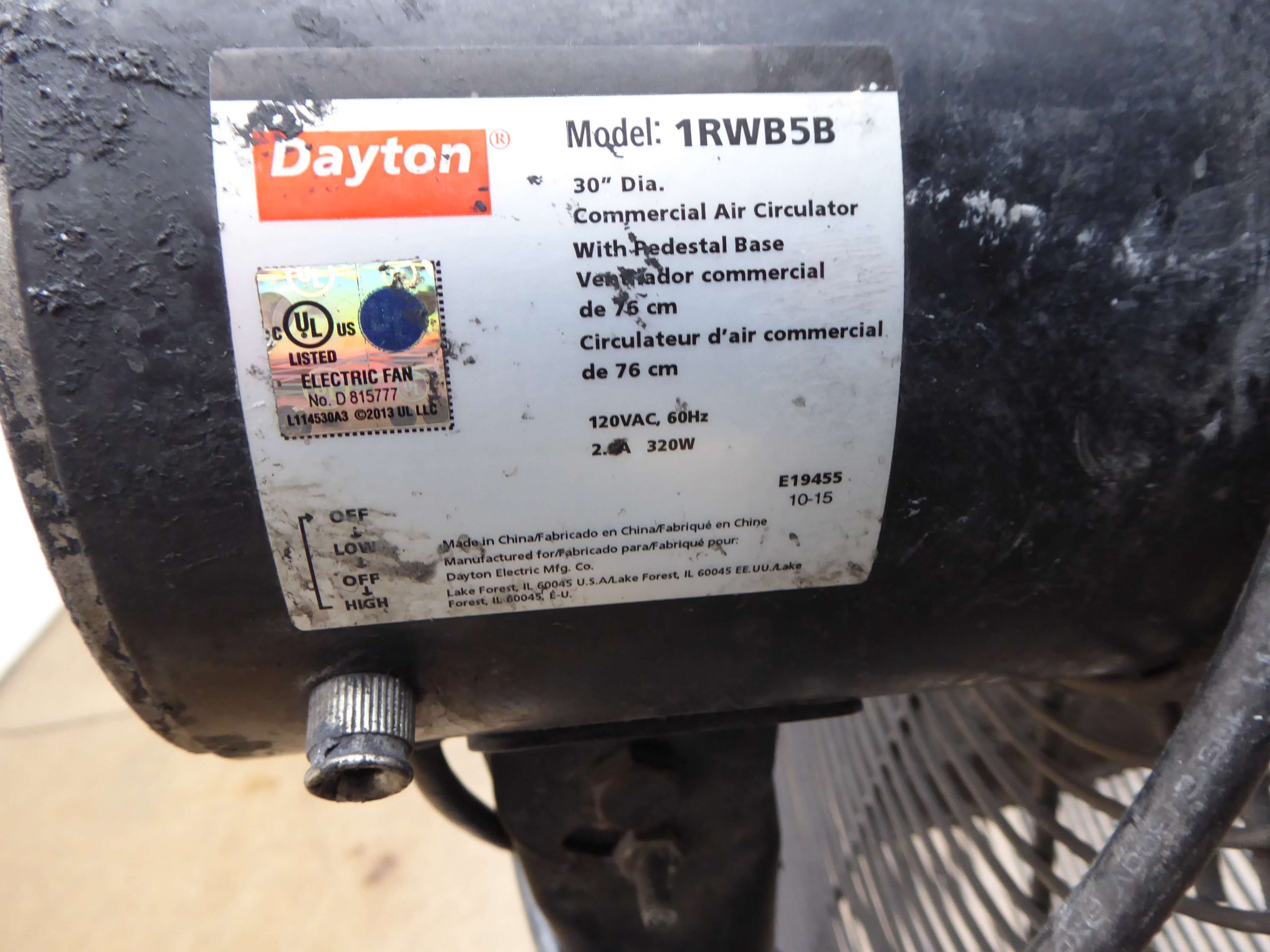Dayton Adjustable Pedestal Fan M3956 - Lanco Corporation | Used ...