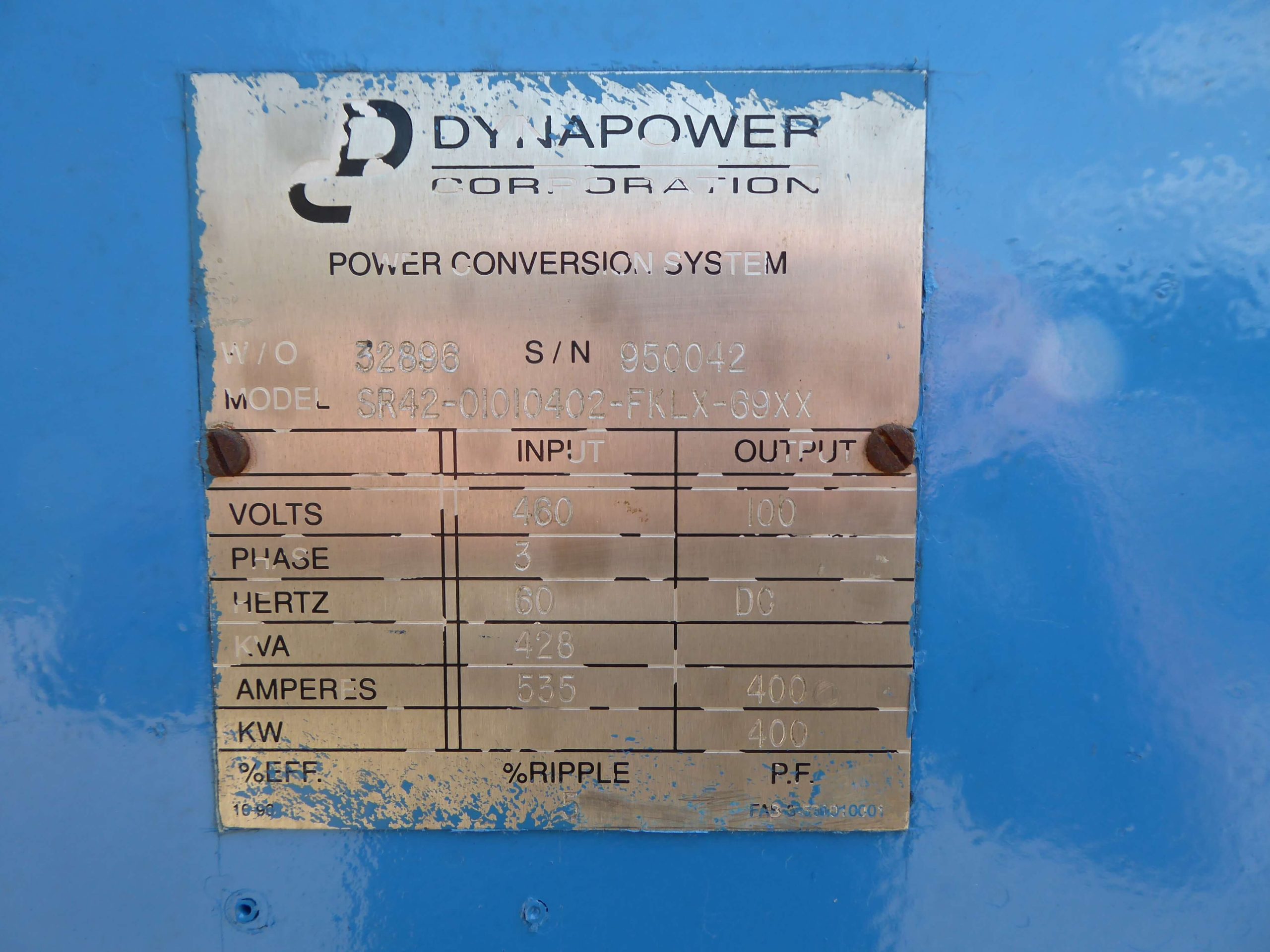 4000 Amp Dynapower 100 Volt Rectifier R3312 - Lanco Corporation | Used ...