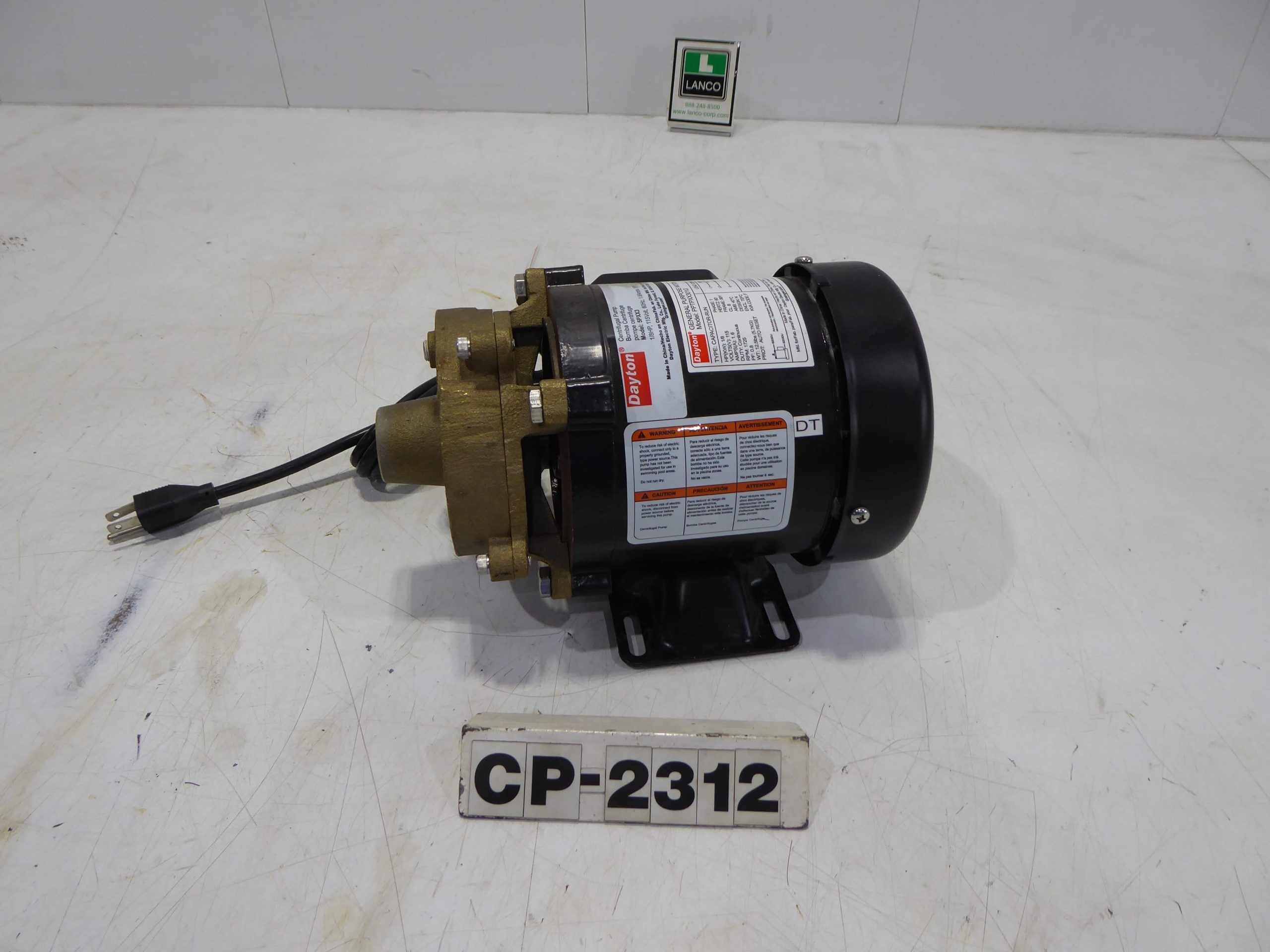 Dayton .125 HP .75" Inlet .50" Outlet Centrifugal Pump CP2312