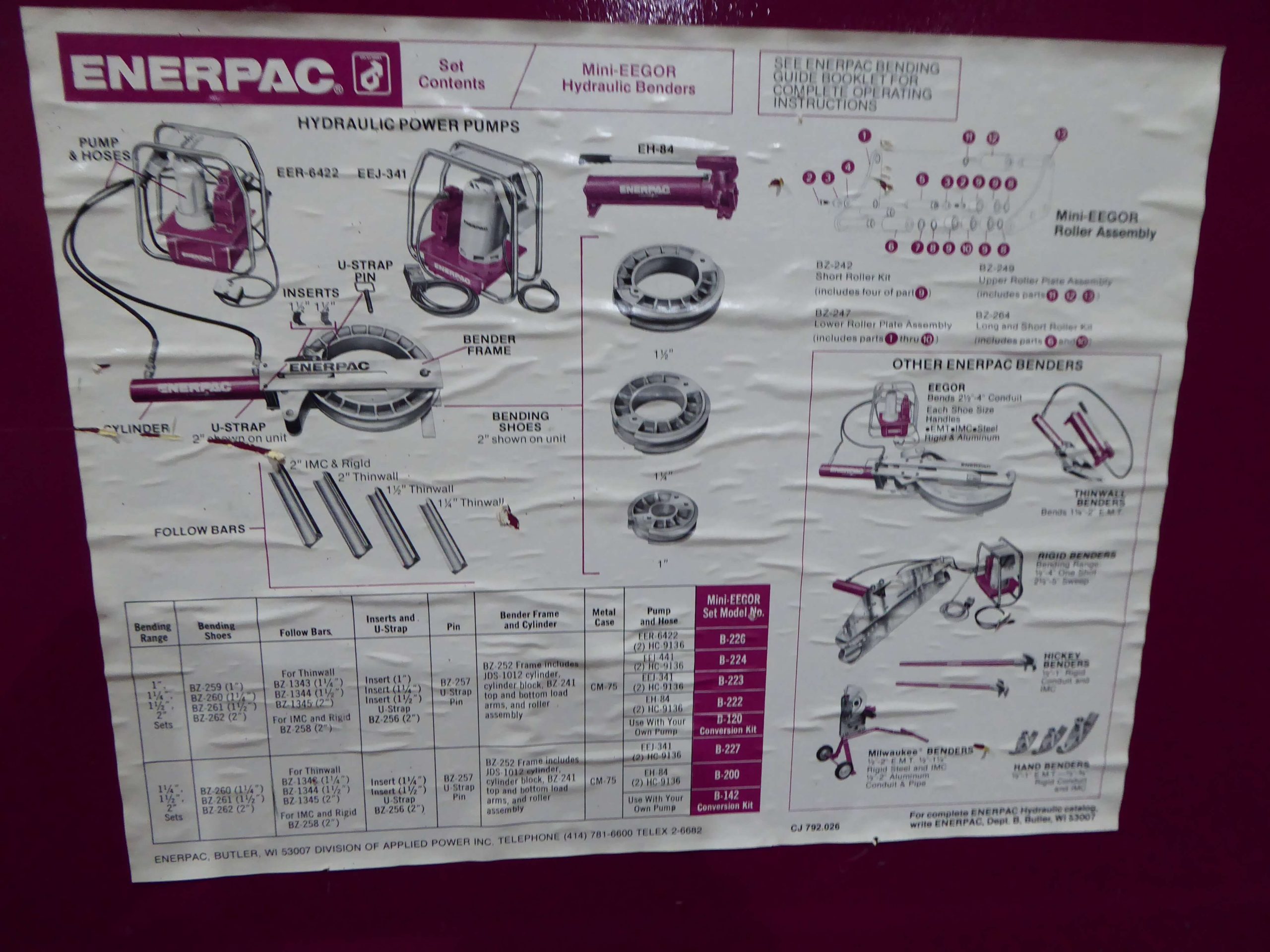 Enerpac Model EER642 Hydraulic Conduit Pipe Bender EE2231