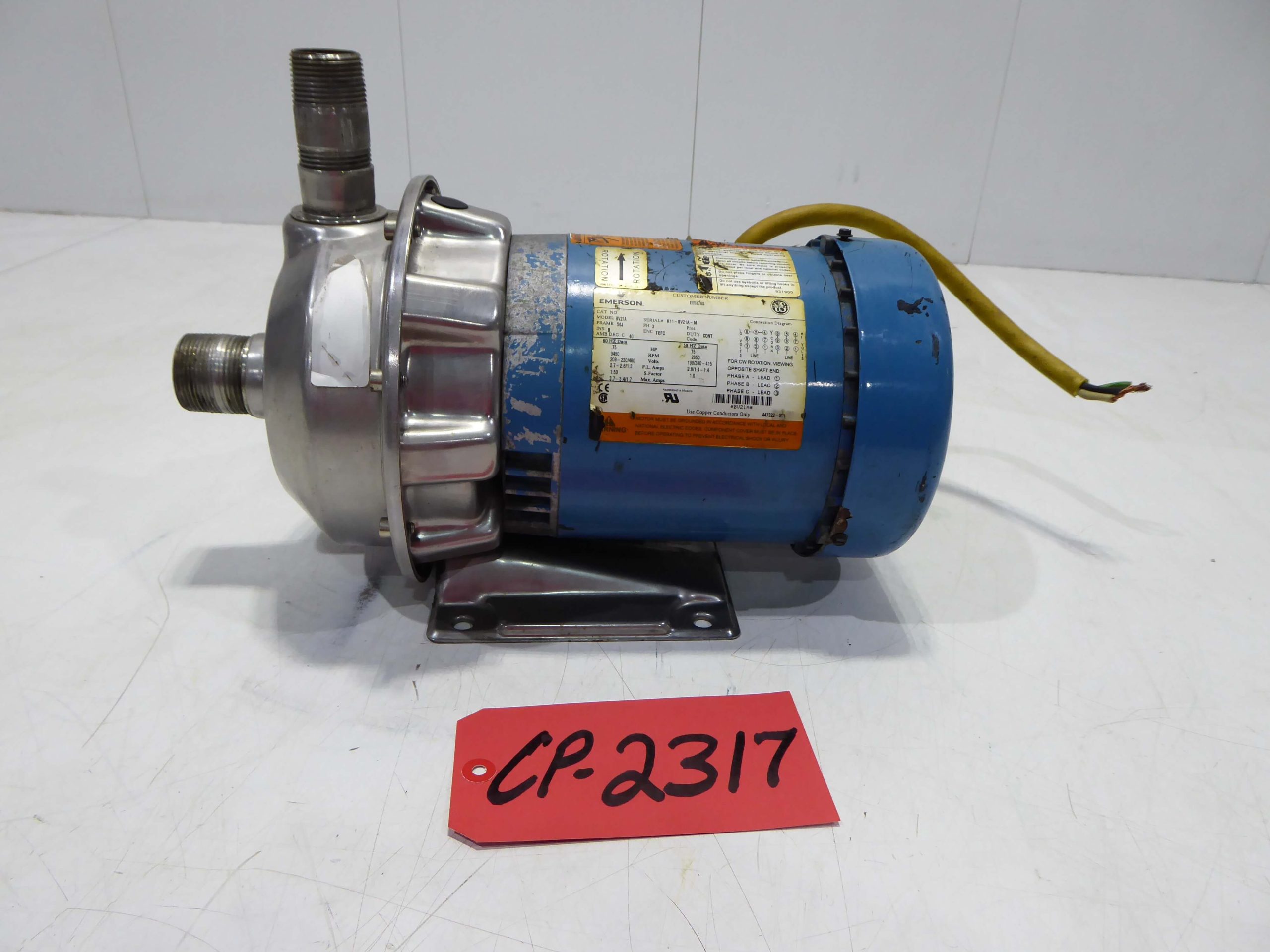 Emerson .75 HP 1.25" Inlet 1" Outlet Centrifugal Pump CP2317 - Lanco ...