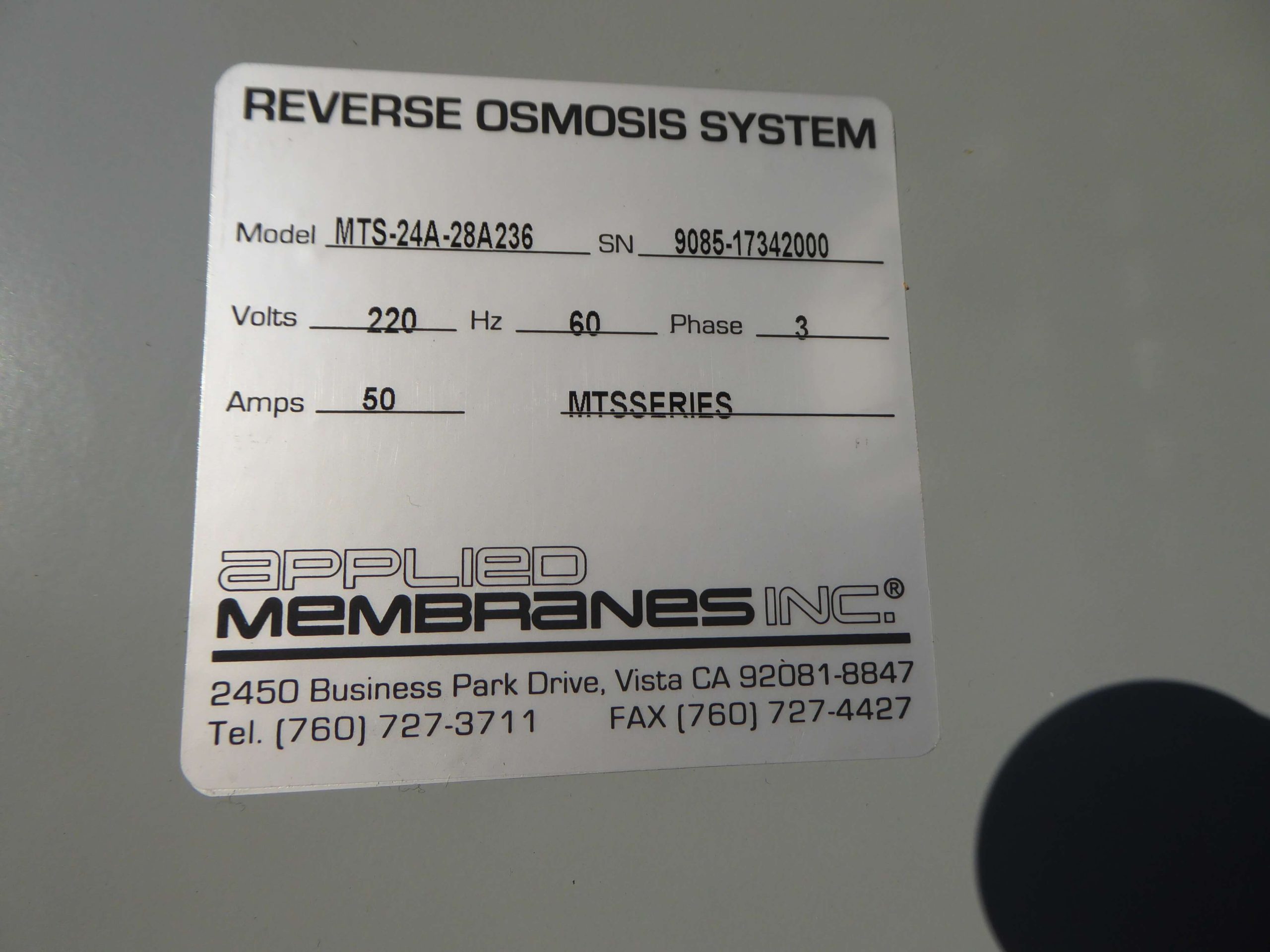 Applied Membranes 4000 GPD Reverse Osmosis Testing System RO2024 ...