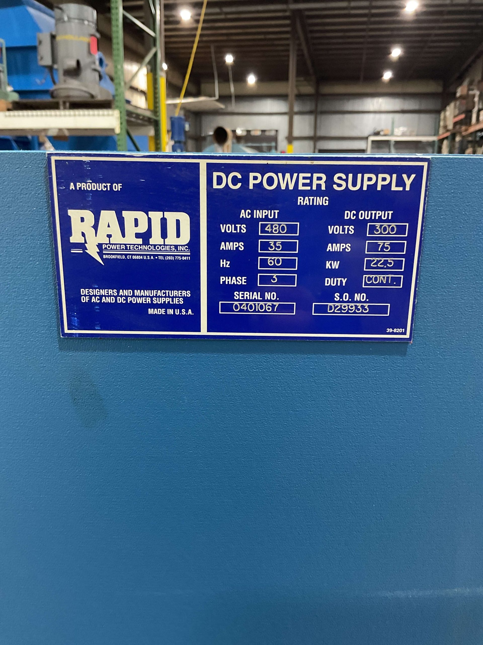 300 Amp Rapid 75 Volt Rectifier R3404 - Lanco Corporation | Used ...