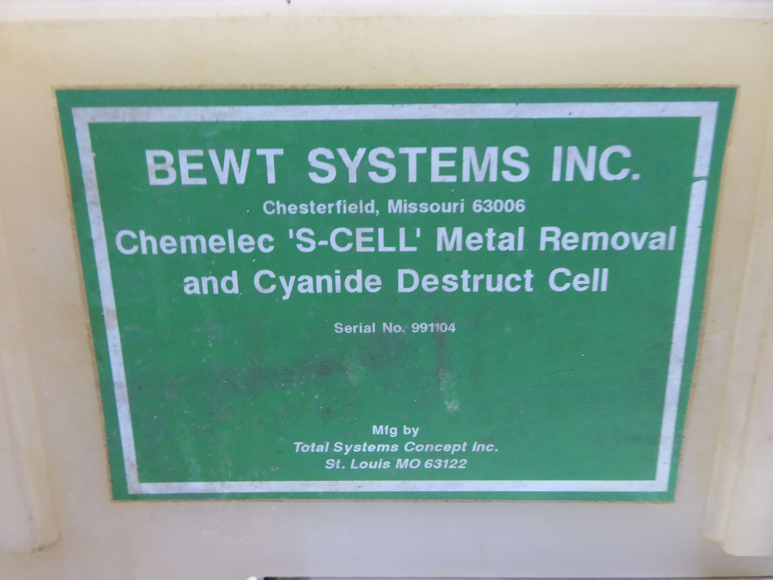 Bewt Systems S Cell Electrowinning & CN Destruct W2131