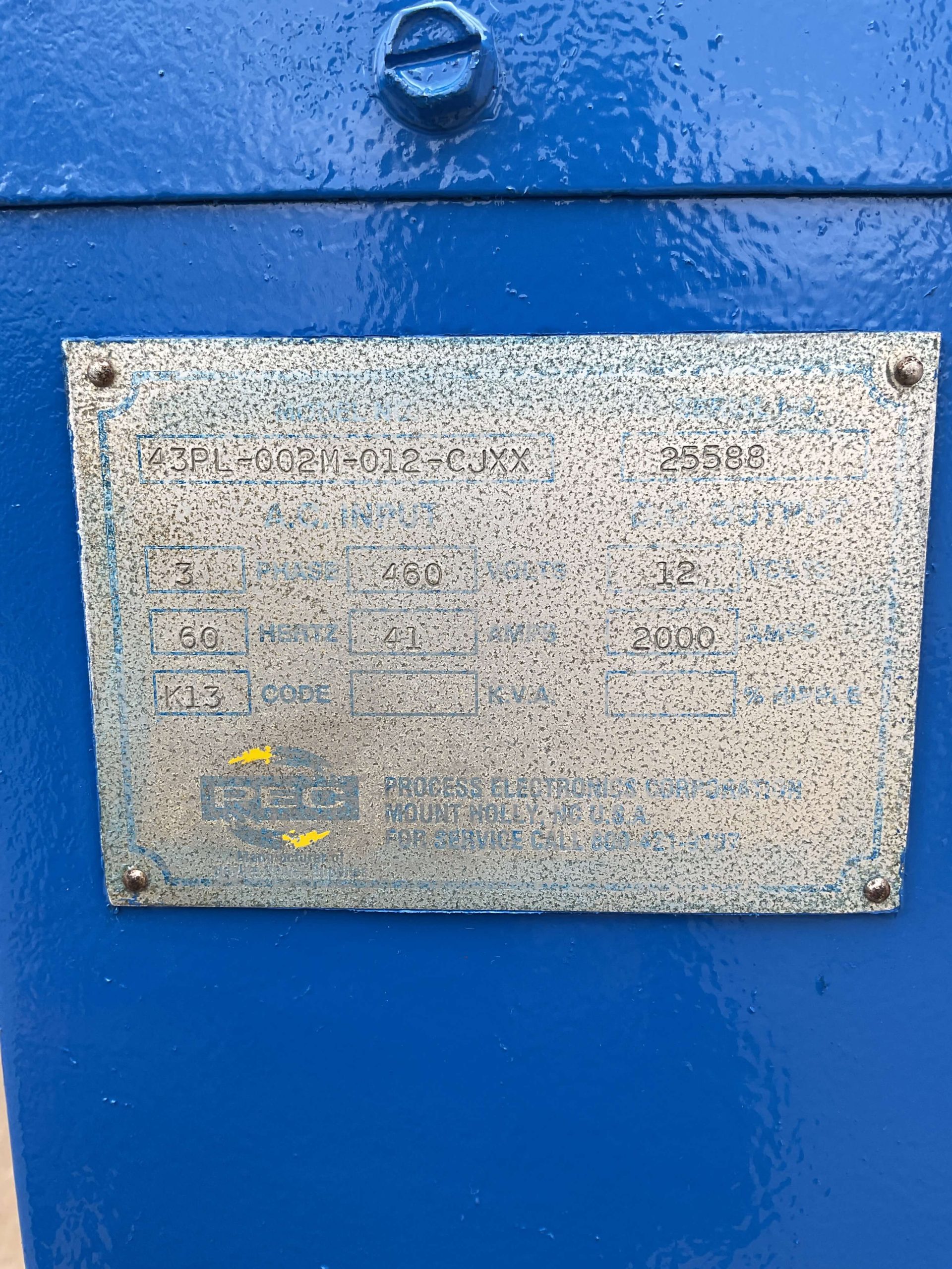 2000 Amp Udylite PEC 12 Volt Rectifier R3440 - Lanco Corporation | Used ...