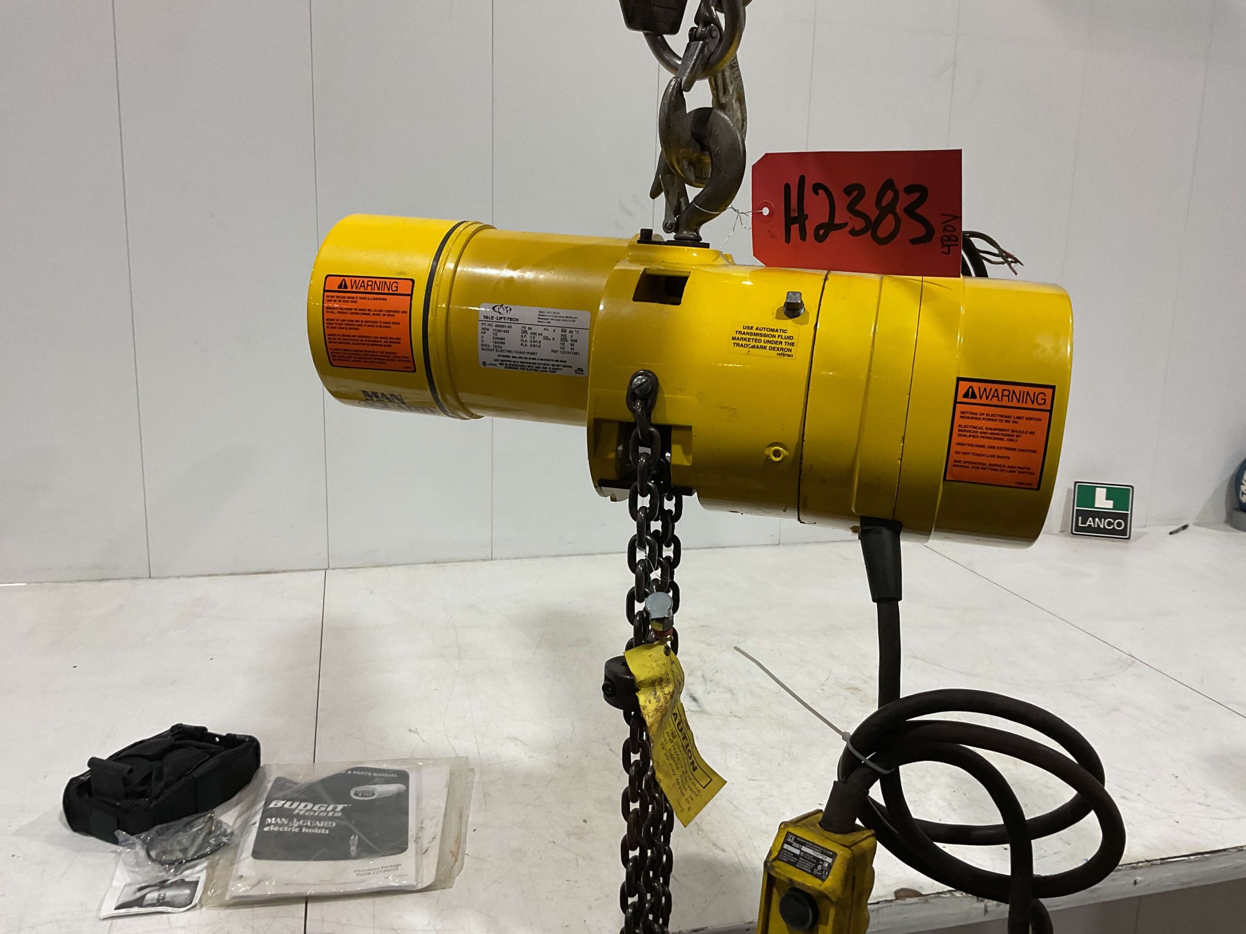 Budgit .50 Ton Chain Hoist H2383 - Lanco Corporation | Used Industrial ...