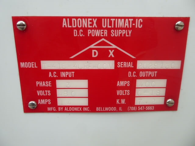 400 Amp Aldonex 18 Volt Rectifier R3372 - Lanco Corporation | Used ...