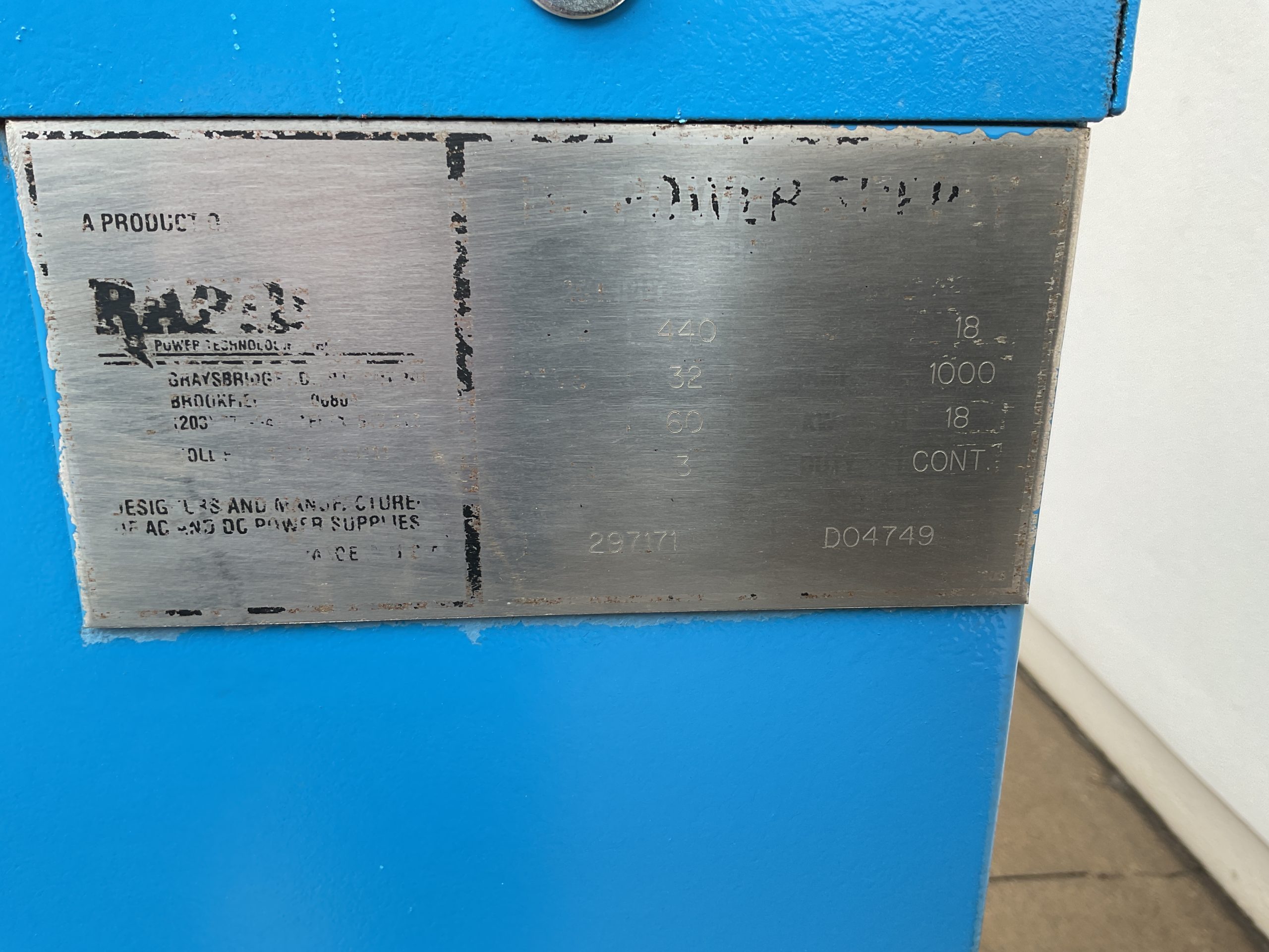 1000 Amp Rapid 18 Volt Rectifier R3392 - Lanco Corporation | Used ...