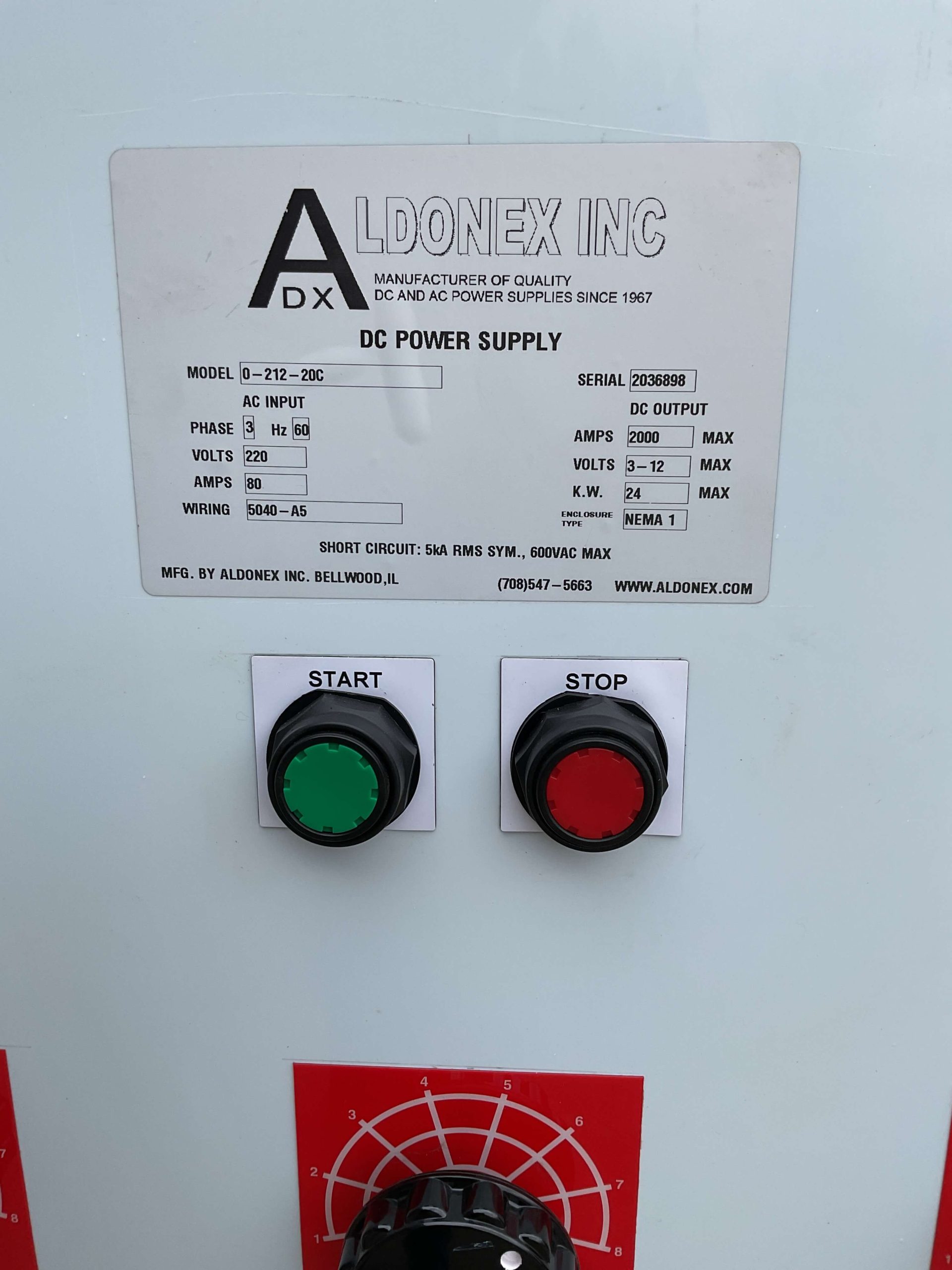 2000 Amp Aldonex 3-12 Volt Rectifier R3460 - Lanco Corporation | Used ...