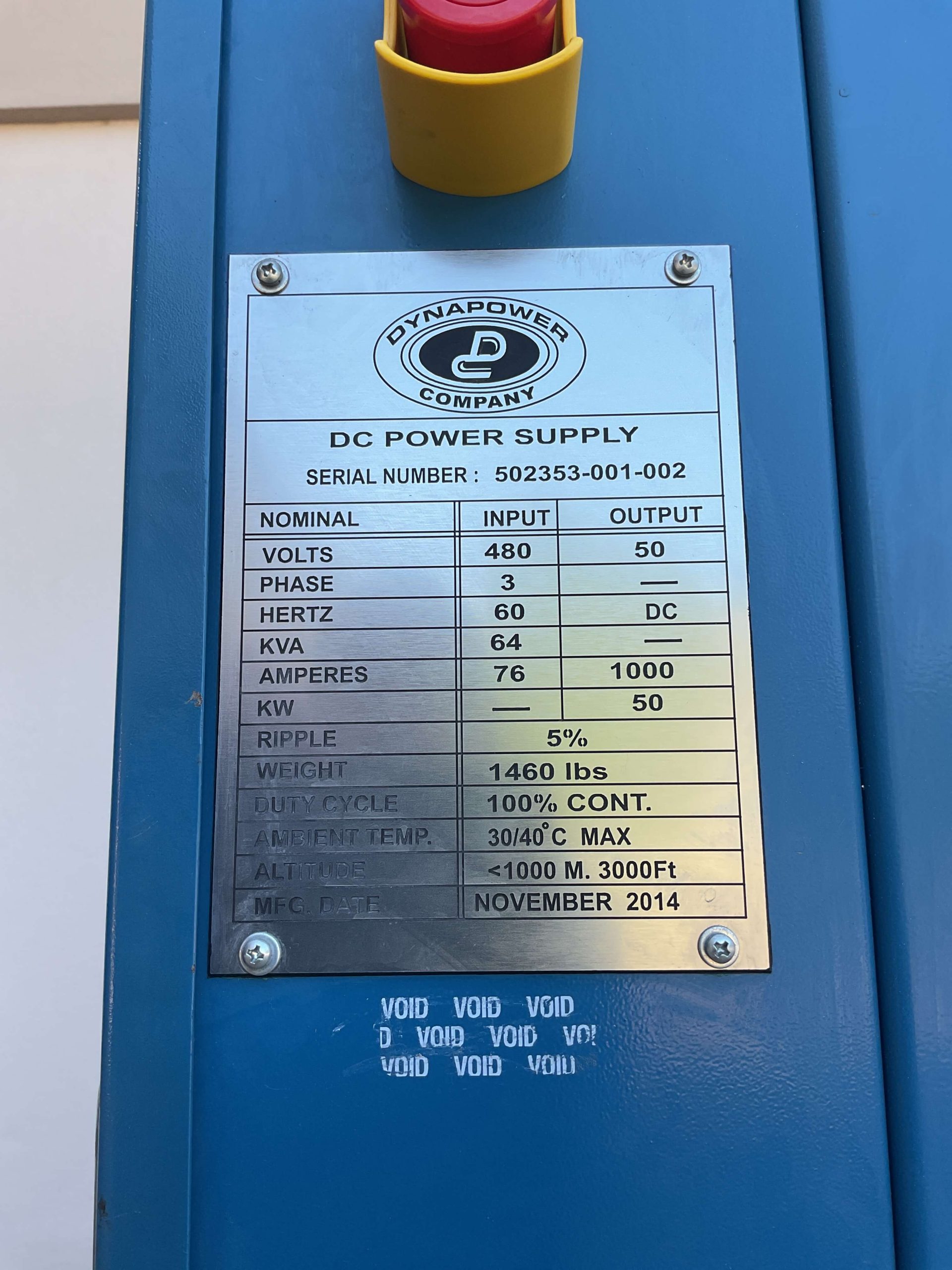 1000 Amp Dynapower 50 Volt Rectifier R3473 - Lanco Corporation | Used ...