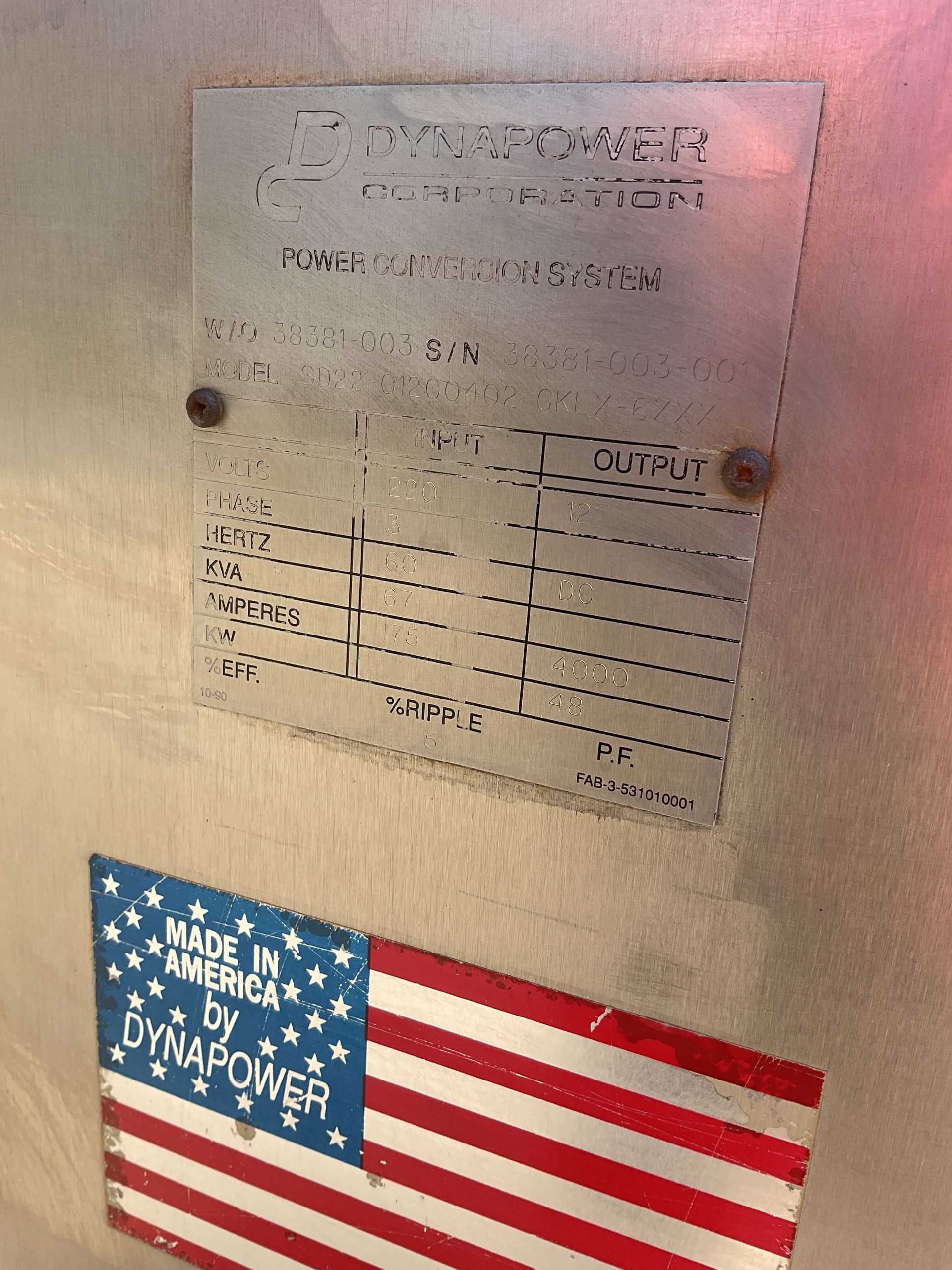 4000 Amp Dynapower 12 Volt Rectifier R3478 - Lanco Corporation | Used ...