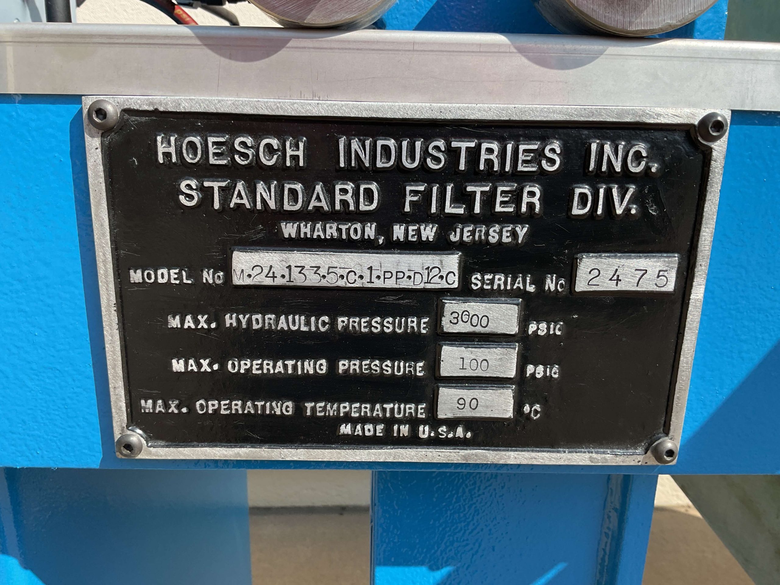Hoesch 7 Cu' Air/Hydraulic Filter Press FP2628 - Lanco Corporation ...