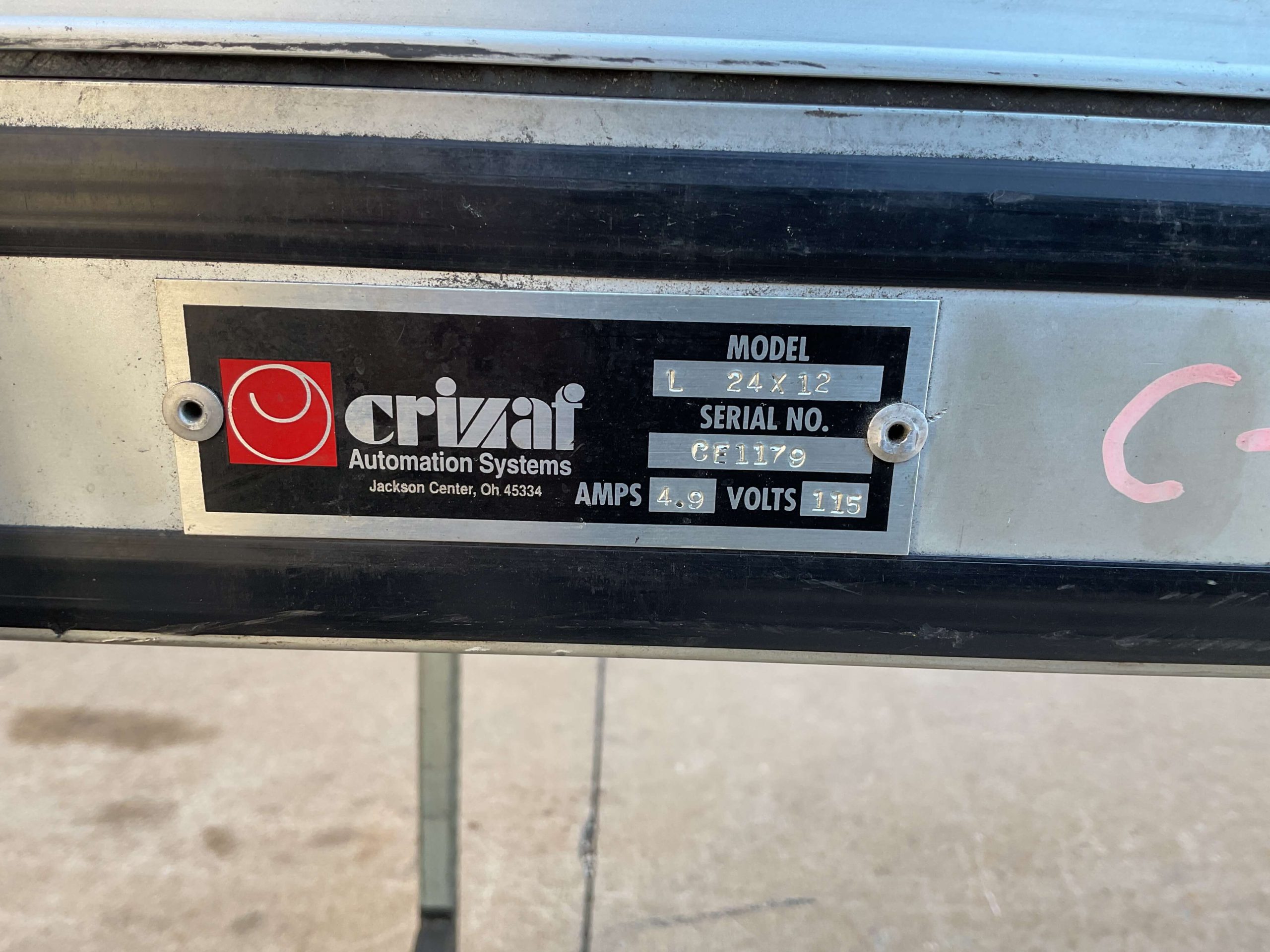 Crizaf Model L-24"x12' Power Belt Conveyor MH2410C - Lanco Corporation | Used Industrial Equipment